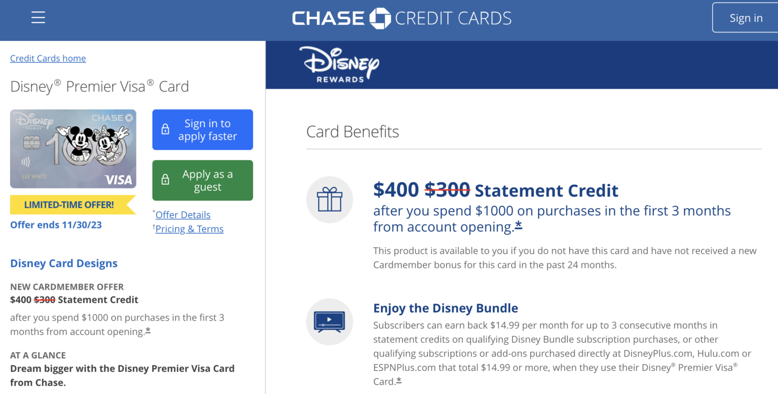 Chase Disney Premier Visa® Card 信用卡介绍【2024.10 $400史高开卡奖励回归了】 | 北美牧羊场