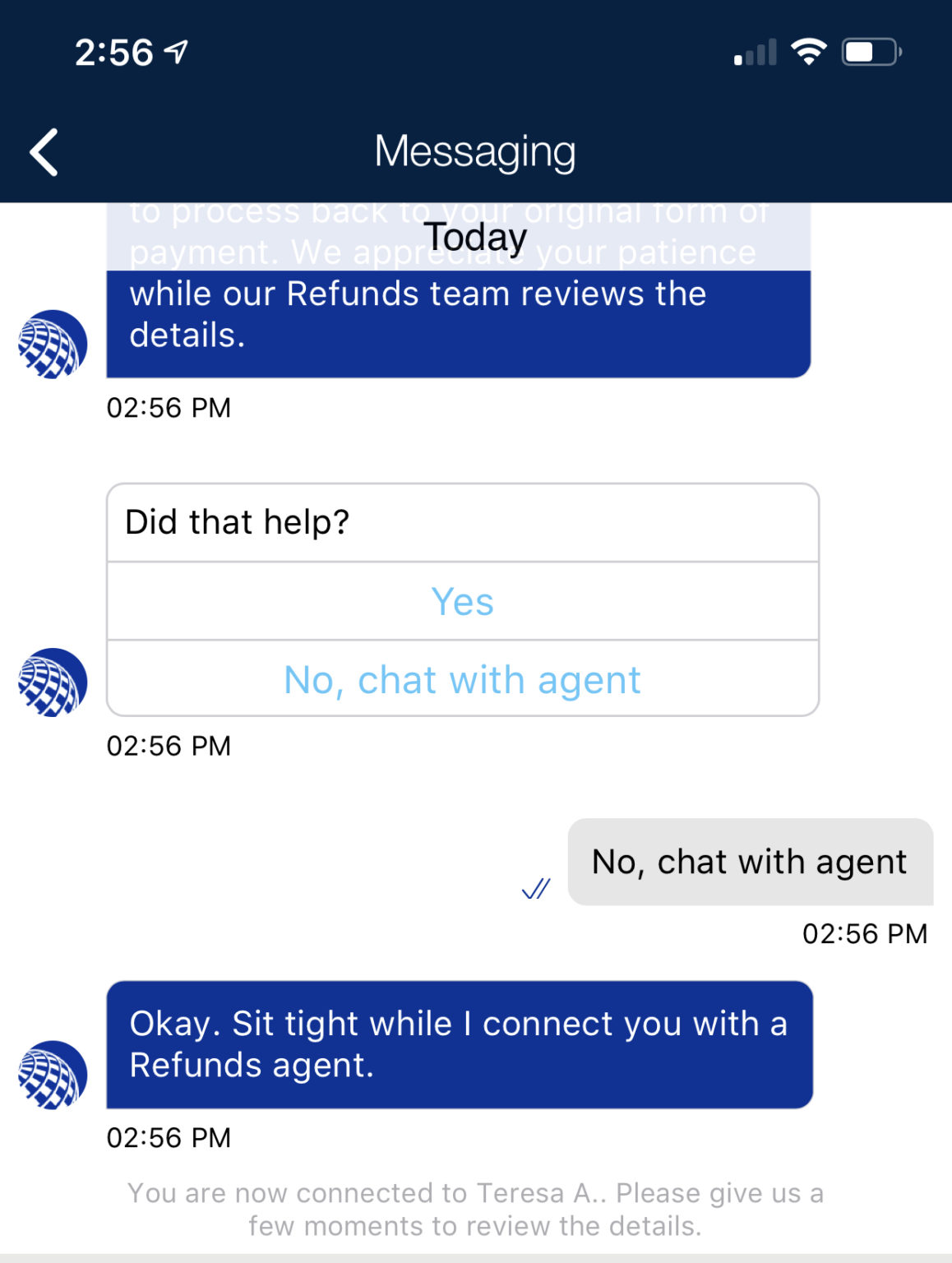 【2020.6.14, UA AA都可以在App里Chat了】一种另类的订机票方式-短信息订票 | 北美牧羊场